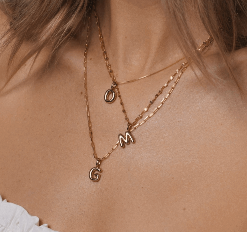 Puffed Letter Pendant - Gold Vermeil