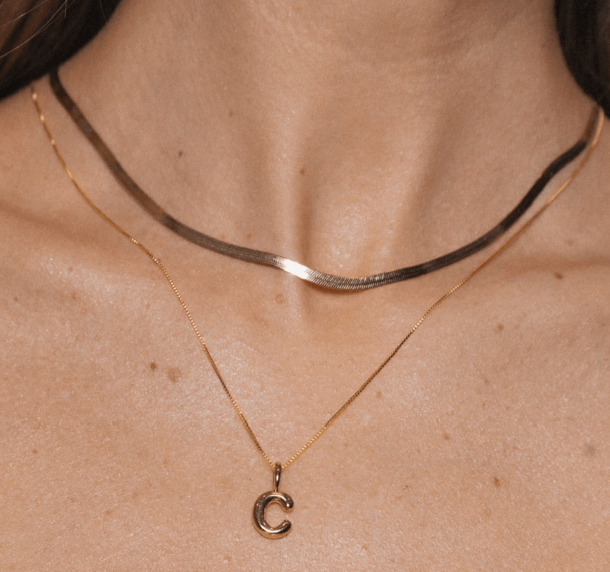 Puffed Letter Pendant - Gold Vermeil